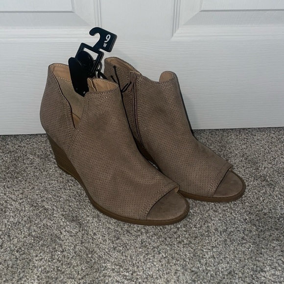 Time and Tru | Shoes | Nwt Peep Toe Wedge Booties | Poshmark